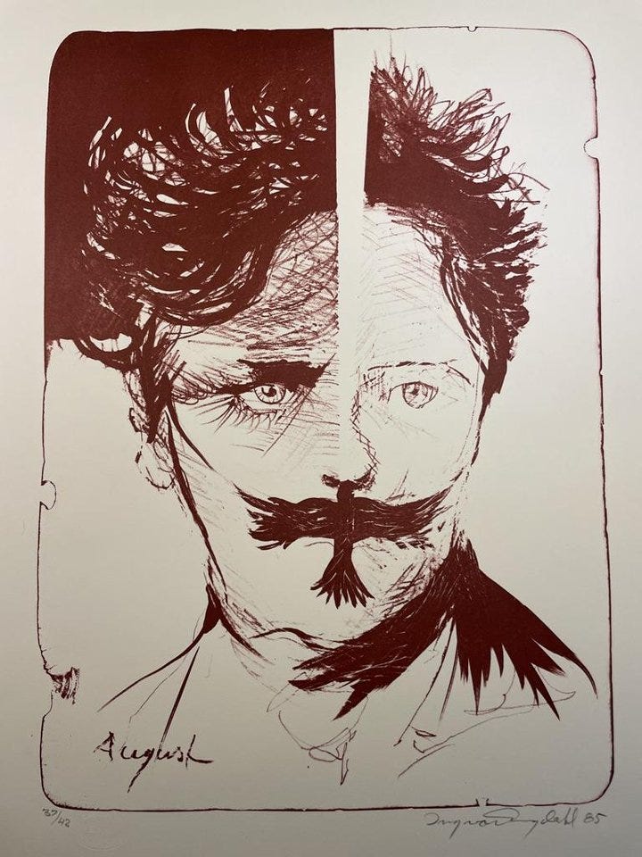 Litografi, Ingvar Engdahl i miniupplaga ”August Strindberg | Blocket