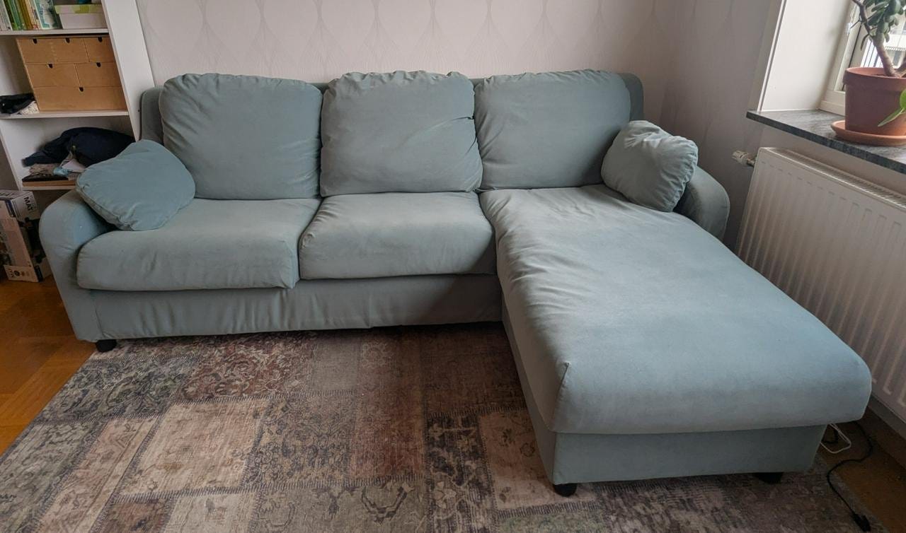 3-sitts sofa med schäslong (IKEA Vinliden) | Blocket