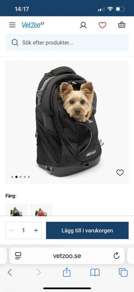 Ryggsäck för hund (eller katt) | Blocket
