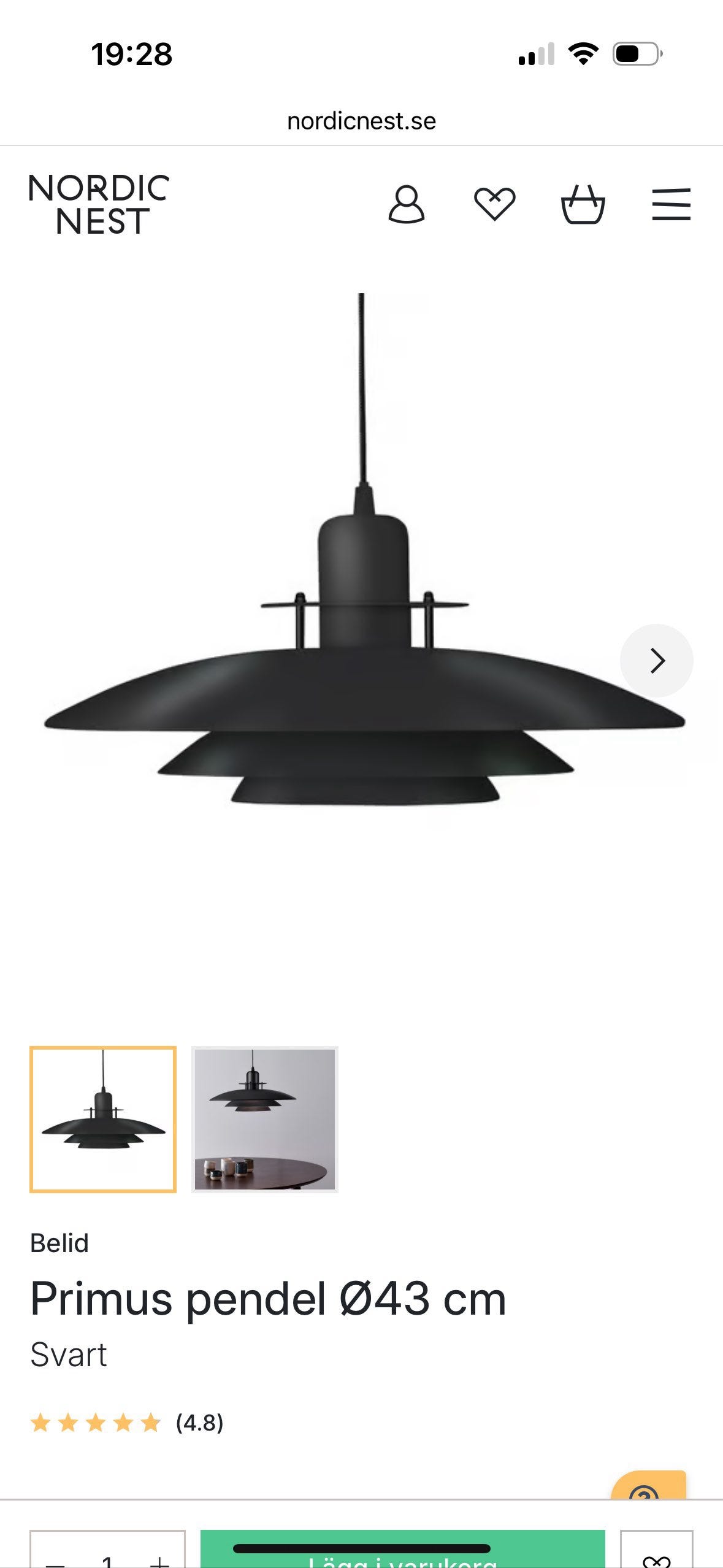 Belid Primus Pendel Svart 43cm | Blocket