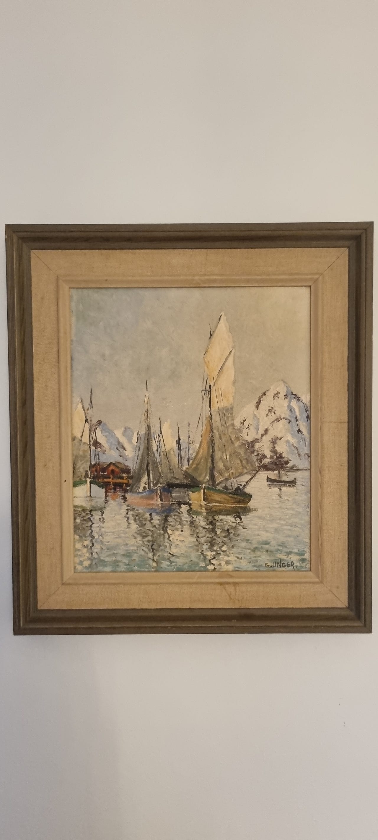 Tavla, Oljemålning Segelbåtar och Berg | Blocket
