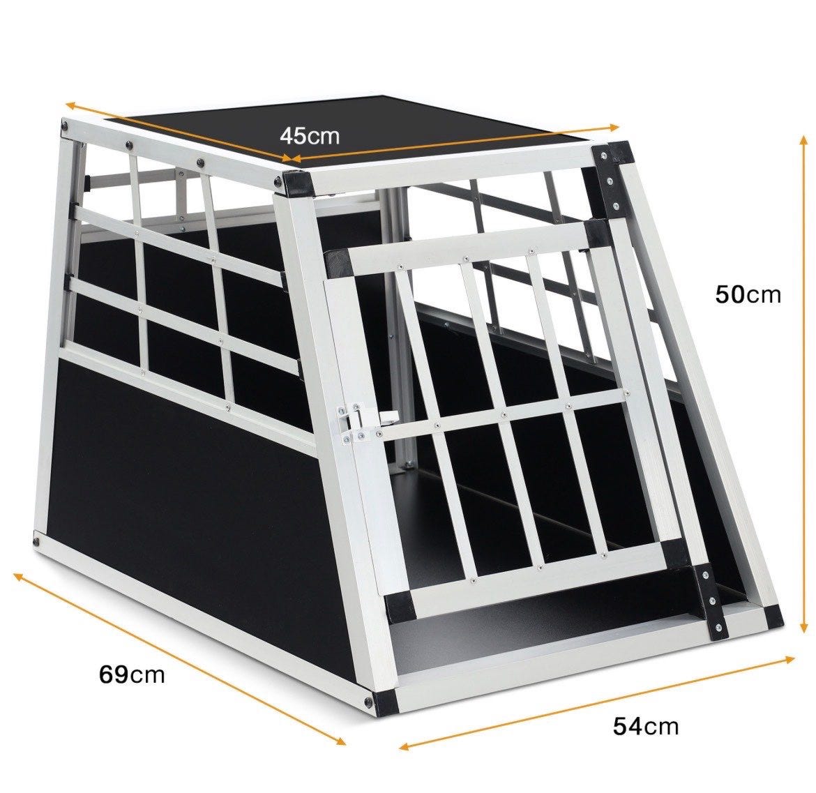 Aluminium hundbur med svart panel 69x54x50 cm | Blocket