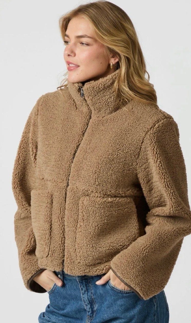 Neo Noir Effa teddy jacka, taupe, XL | Blocket