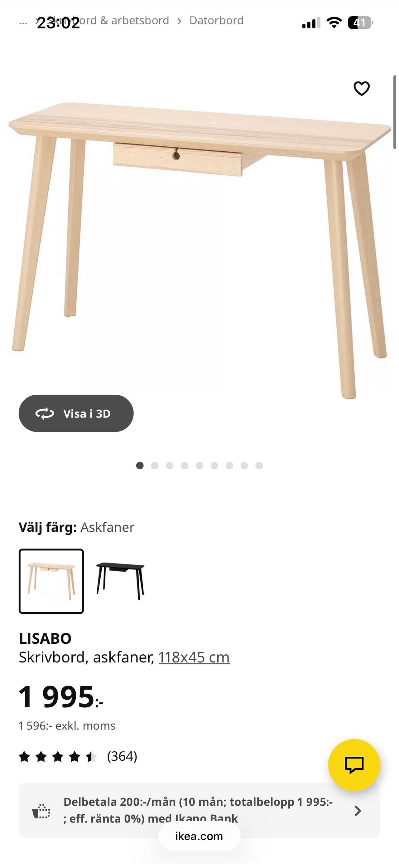 LISABO askfaner skrivbord 118x45 | Blocket