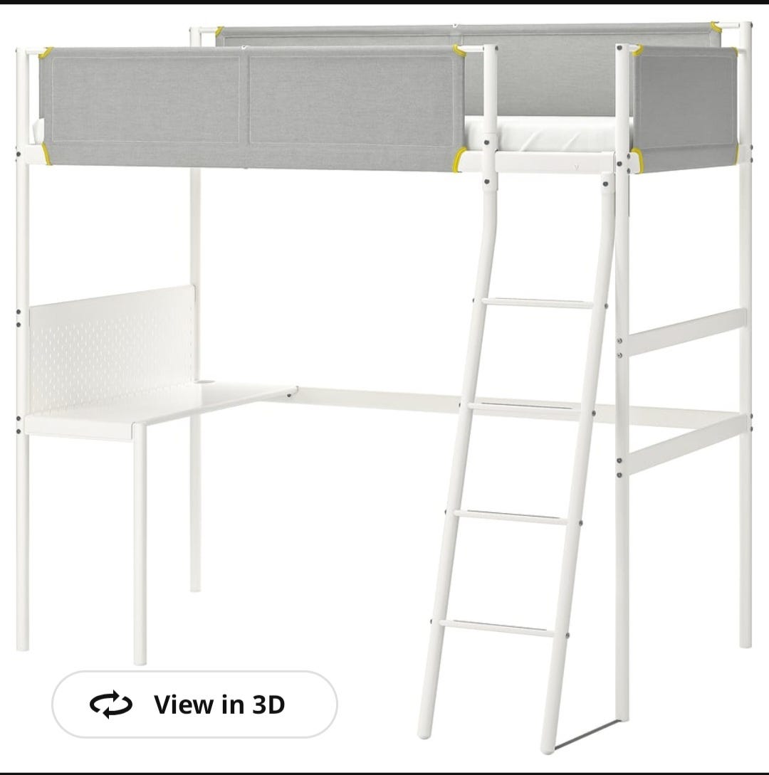 VITVAL - loft bed with desk top , white / light grey | Blocket