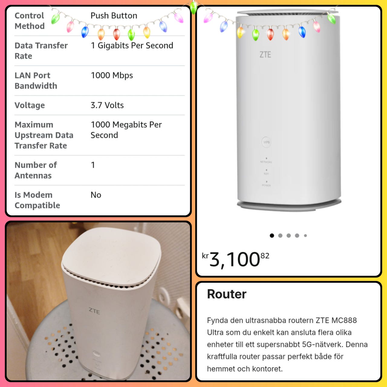 Router vit med push button och 1000 Mbps LAN-port | Blocket