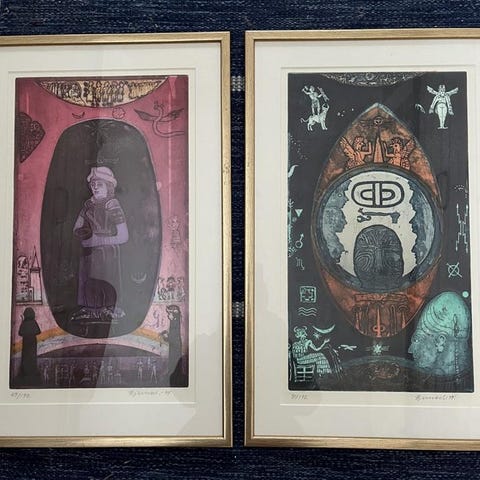 signed, limited-edition color lithograph by Swedish modernist Fabian ...