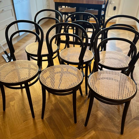 TON nr 14 stolar 8 st (4 rotting 4 svart sits) | Blocket