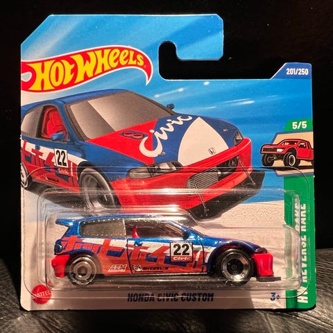 Hot Wheels ’90 Honda Civic EF VTEC blå leksaksbil | Blocket